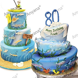 Anyana 4pcs set Fish Plastic Cookie impression Cutter Cake decorating fondant Mold Tool Sugar Paste Baking Mould stamps Pastry