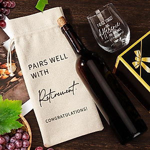 YUEYUQIU Retirement Gifts for Women Men, Retirement Gifts for Her Him Friends Colleague Teachers Boss Retirement Wine Bag Glass, Pairs Well with Retirement