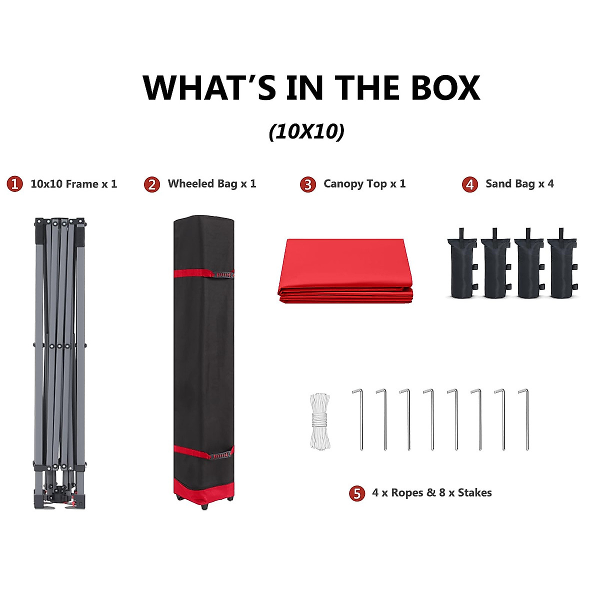 ABCCANOPY Durable Easy Pop up Canopy Tent 10x10, Red
