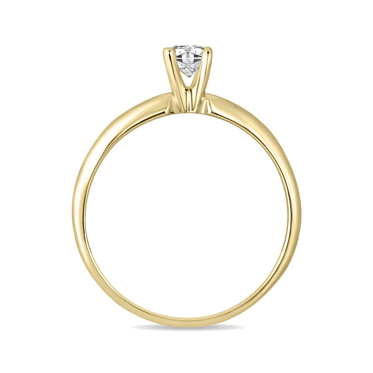 SZUL 1/10 Carat Round Diamond Solitaire Ring in 14K Yellow Gold