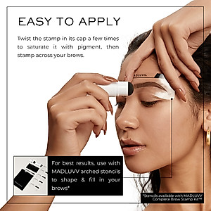 MADLUVV Brow Stamp Refill* - Color Stamp for Brows & Root Touch Up for Women & Men, Instantly Conceal Hair Loss, Grey Hair, Thinning Hair with Stain-Proof/Smudge-Proof Powder Formula (Soft Brown)