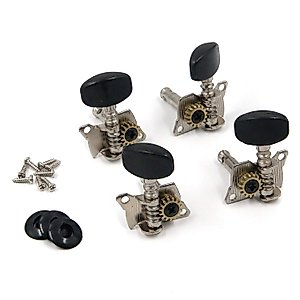 Geesatis Ukulele Tuning Pegs Black Ukulele Parts Tuning Pegs Machines Ukulele Replacement Accessories Tool, 4 pcs