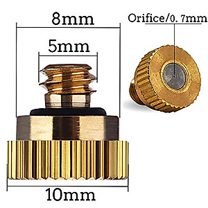 RuoFeng Mister Nozzles Brass For Outdoor Cooling System Low-Pressure Atomizer 22 pcs Orifice 0.028" (0.7 mm) 10-24 UNC