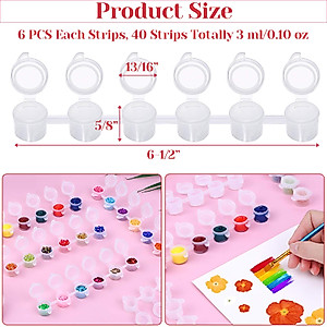 Caffox 240 Pieces Empty Paint Pot, 40 Strips Acrylic Mini Paint Container Strips Storage with Lids for Classrooms School Arts and Crafts Paint (3ml/ 0.1oz)