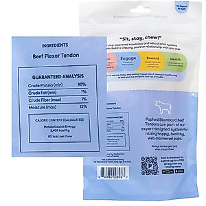 Pupford Standard Beef Tendon Chews for Dogs & Puppies, All-Natural Dog Chew with Glucosamine for HIPS and Joints, Long-Lasting Toy, Great for Teething (10 Count)