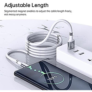 Scalla USB-C Magnetic Charging Cable New Winding Technology Very Organized 3ft Long Fashionable 3A Fast Charging Data Transfer Cord (USB C-USB C), white