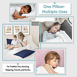 Toddler Pillow with Pillowcase - 13x18 Organic Cotton Baby Pillows for Sleeping - Soft Little Travel Pillows for Boys & Girls, Kids Bedding Set, Perfect for Cot Crib, Daycare, Car Trips