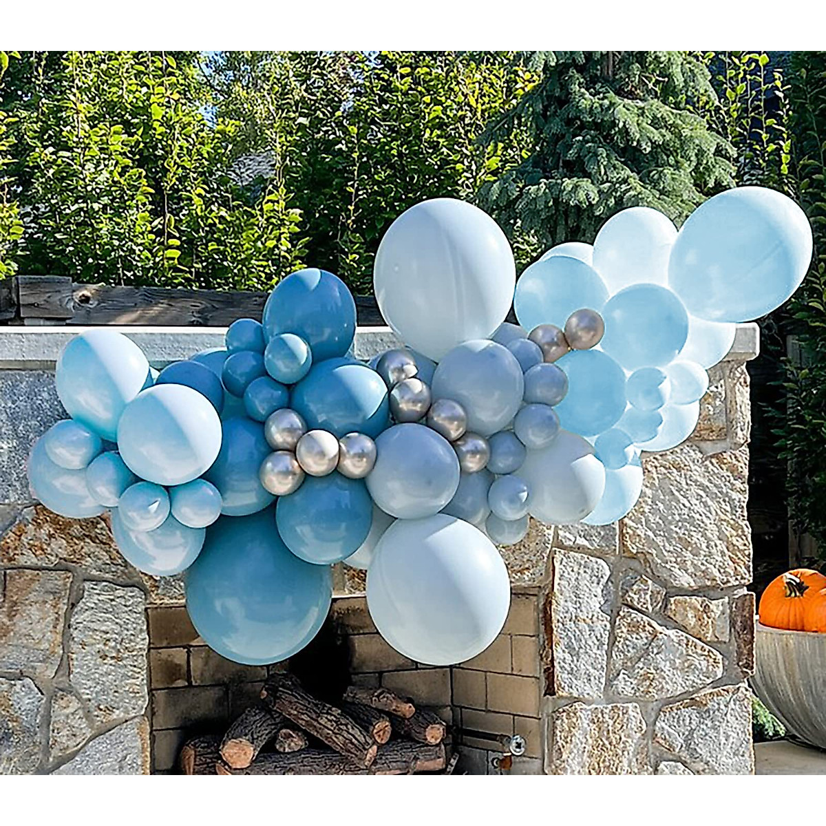 Dusty Blue Balloon Garland, Slate Blue Dusty Blue Pastel Blue Sand White Balloons Arch Kit for Boy Baby Shower Decorations Birthday Party Supplies