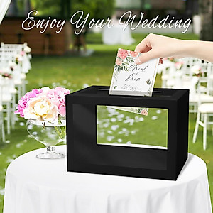LANLISA Black Card Box for Birthdays Party, Gift Cards Receiving Box Holder for Graduations, Bridal & Baby Showers, Wedding Receptions, Retirements, Anniversaries