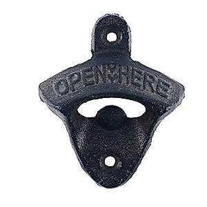 Homend 8pack Cast Iron Wall Mount Bottle Openers, Mounting Hardware Included, Vintage Rustic Bar(Wood Block is not Included)
