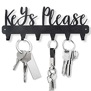 BITALYE Keys Please Hooks on Wall,Key Holder Wall Mounted,Antique Gold or Black Metal Decorative Key Organizer Rack for Wall, Hallway,Entryway,Front Door,Office(11 x 4.25 inch) (Black)