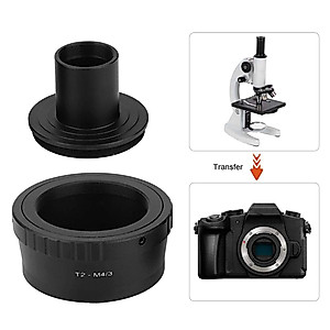 Dilwe Microscope Eyepiece Adapter, 23.2mm T-Mount Microscope Eyepiece, Metal Adapter Ring for M4/3 Mount Mirrorless Camera, Aluminum Alloy Adapters and Converters