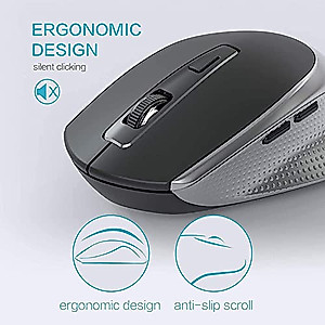 Wireless Keyboard Mouse Combo, J JOYACCESS Ergonomic and Cordless Keyboard and Mouse Set for PC,Windows, Computer, Laptop, Desktop, Chromebook,Mac-Grey
