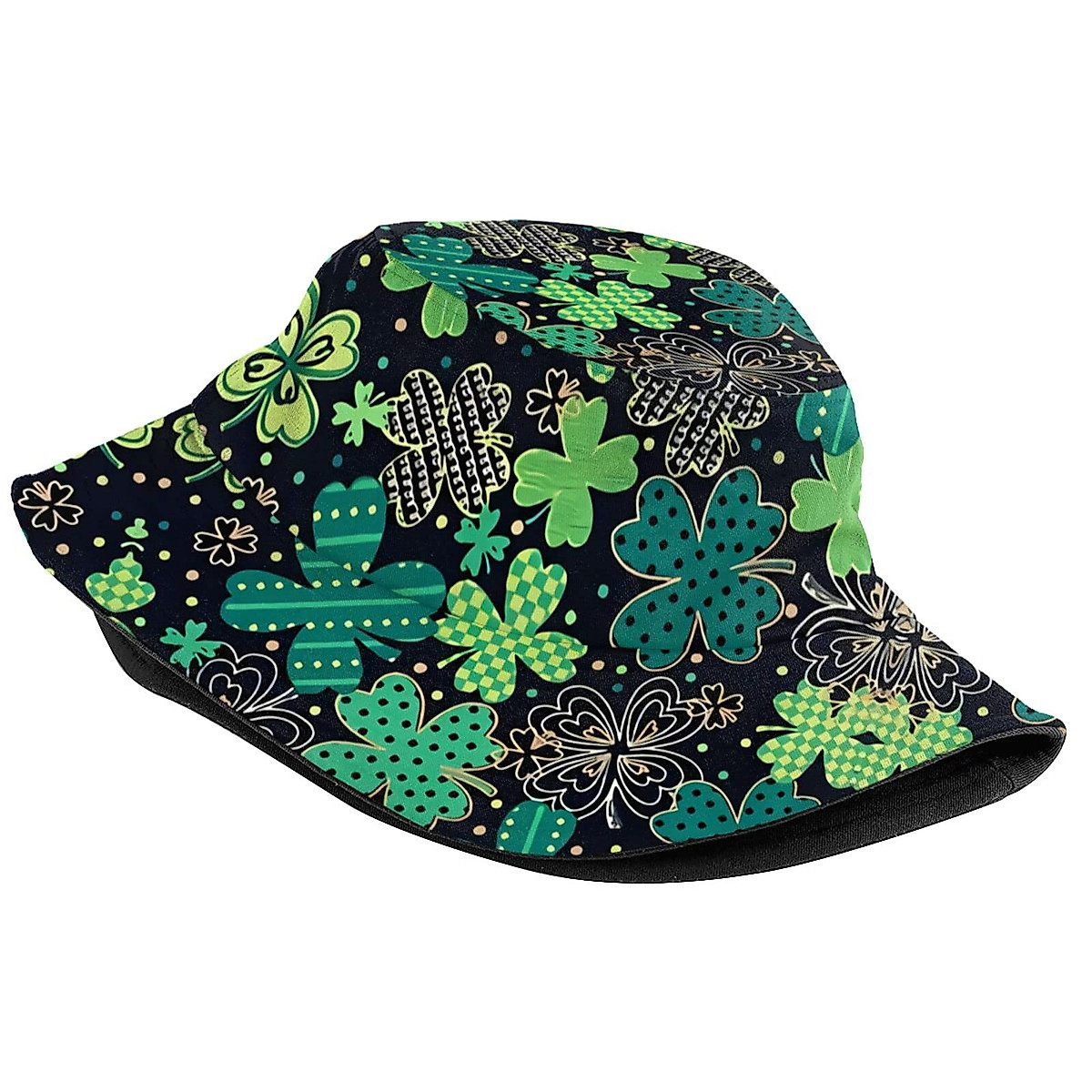 St. Patrick's Day Bucket Hat Green Lucky Shamrock Travel Fisherman Cap Packable Breathable Sun Hat for Women Teens