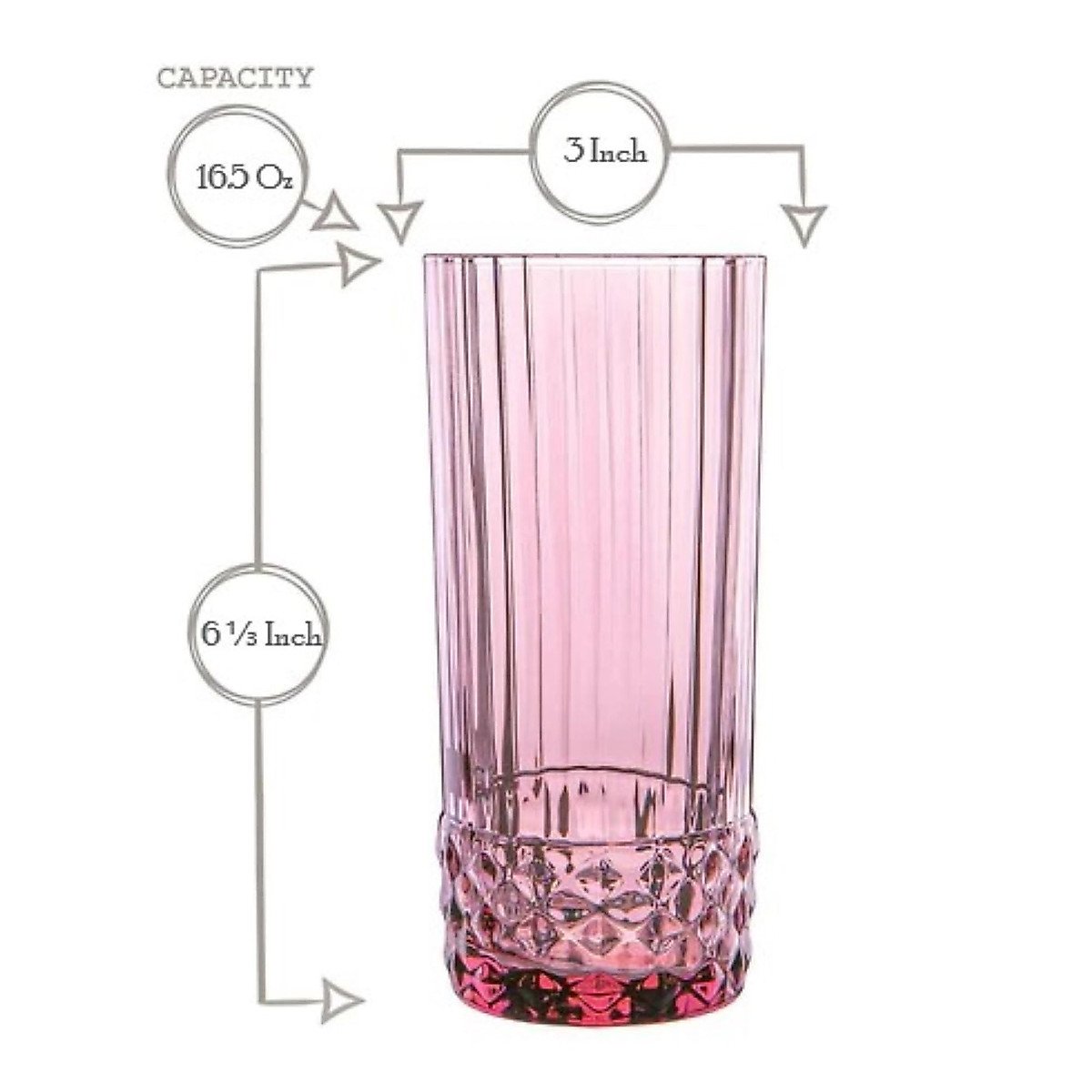 Bormioli Rocco America '20s 16.25 oz. Cooler Glasses, Lilac Rose, Set of 6