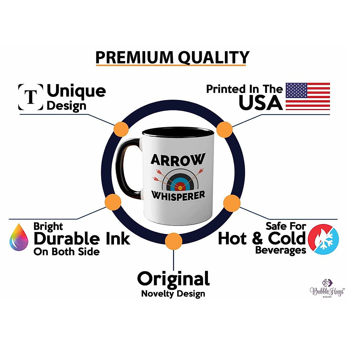 Archery 2Tone Black Mug 11oz - Arrow Whisperer - Archery Trainer Bowfishing Deer Shooting Target Shot