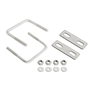 Aoje-Link Square U-Bolts 2.36"(60mm) Inner Width M6 Thread 304 Stainless Steel Silver with Plates Nuts Flat Washers for Car/RV/Trailer Bumper, 2Pcs