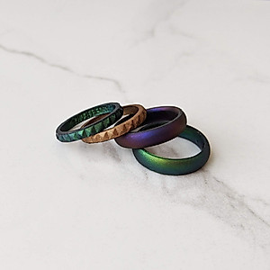 Knot Theory Cosmic Silicone Ring for Women - Breathable Comfort Fit 4mm Wedding Band Size 11 February Birthstone