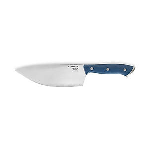 Zakarian by Dash 7" Chef Grade German Steel Rocking Chef Knife with Sheath for Chopping and Slicing - Blue