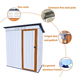 5ft x 3ft Outdoor Metal Storage Shed，Sun Protection, Waterproof Tool Storage Shed for Backyard, Patio, Lawn (White)
