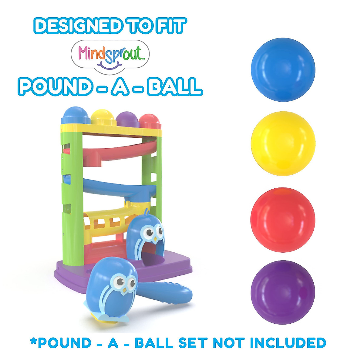 MindSprout Replacement Balls for Pound a Ball Toy, 4, It's Designed to Fit only Pound a Ball Set