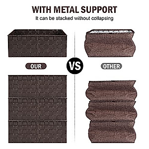 Woven Storage Baskets, Storage Bins Cube Basket Container Shelf Baskets Storage Boxes Organizers for Clothes/Dresser/Bathroom/Shelves/Towels, Set of 6 (brown)