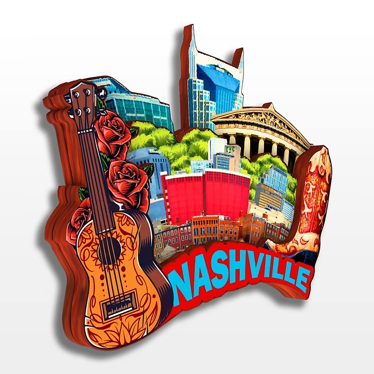 Nashville Tennessee USA America Fridge Magnet Wooden Collection 3D Wood Handmade Travel City Souvenirs Refrigerator Magnet Home Decoration Gift -183