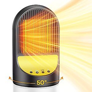 Space Heater, 1500W Small Portable Electric Heaters for Indoor Use, PTC Ceramic Heater for Office with Thermostat, 50°Oscillation, 8H Timer, 3 Modes, Quiet Safe Room Heater for Office Room Desk