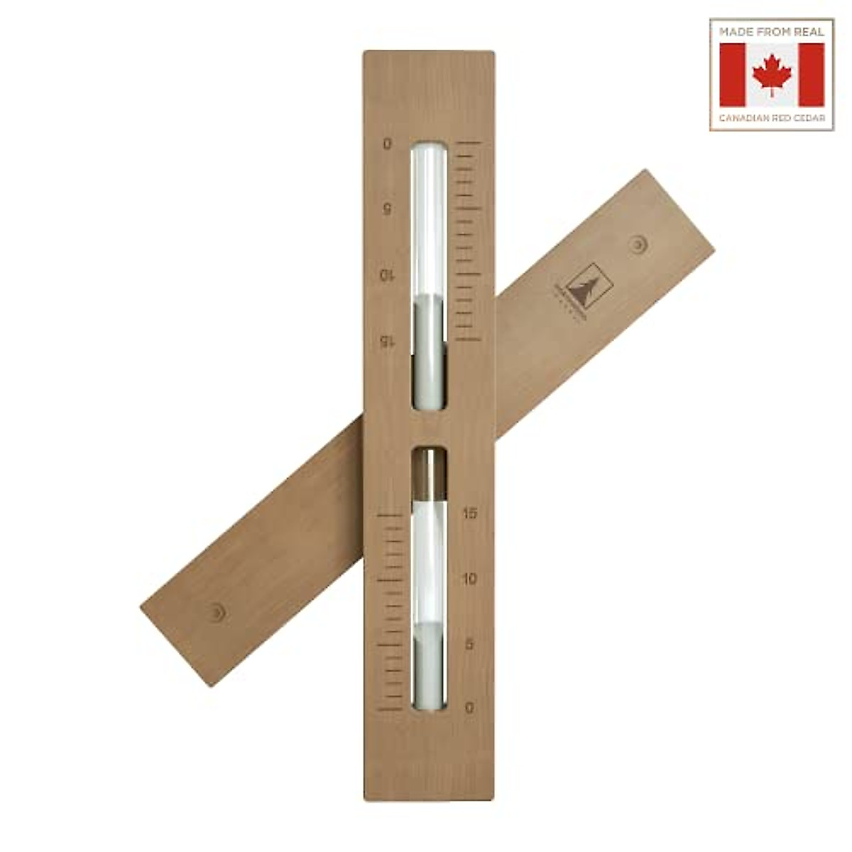 NORTHWOOD Sauna Sand Timer - Handmade from Canadian Red Cedar Wood - Wall Mounted Rotating 15 Minutes Hourglass Timer with White Sand