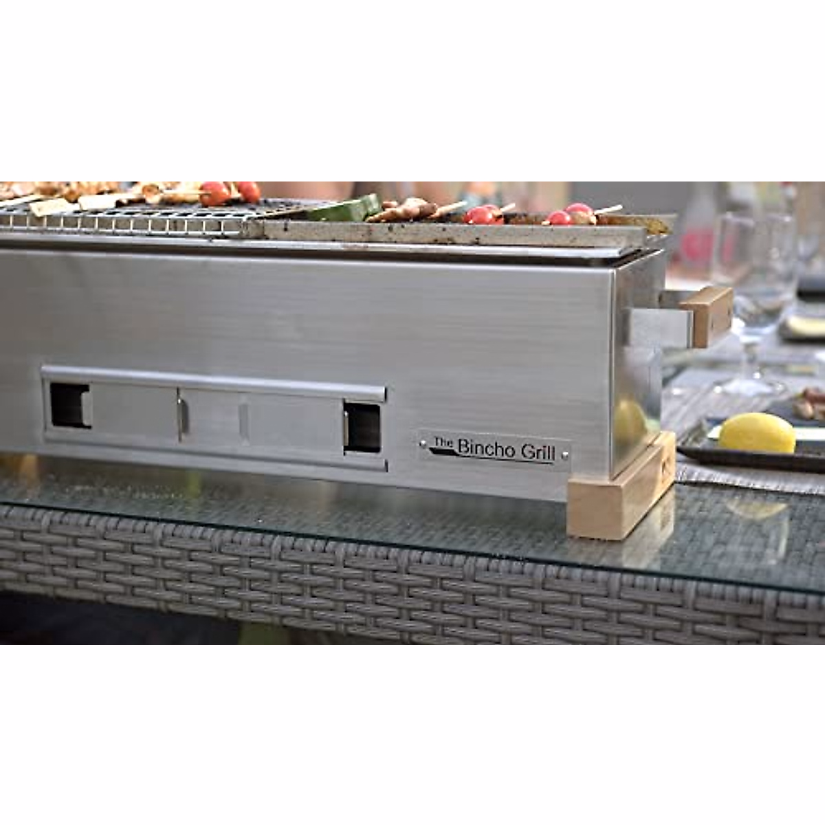 The Bincho Grill GR610S Yakitori Tabletop Charcoal Japanese Style Griller, Robata 24" Made in USA
