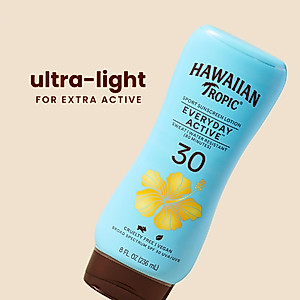 Hawaiian Tropic Everyday Active Lotion Sunscreen SPF 30, 8oz Twin Pack | Hawaiian Tropic Sunscreen SPF 30, Sunblock, Oxybenzone Free Sunscreen, Broad Spectrum Sunscreen Pack, 8oz each