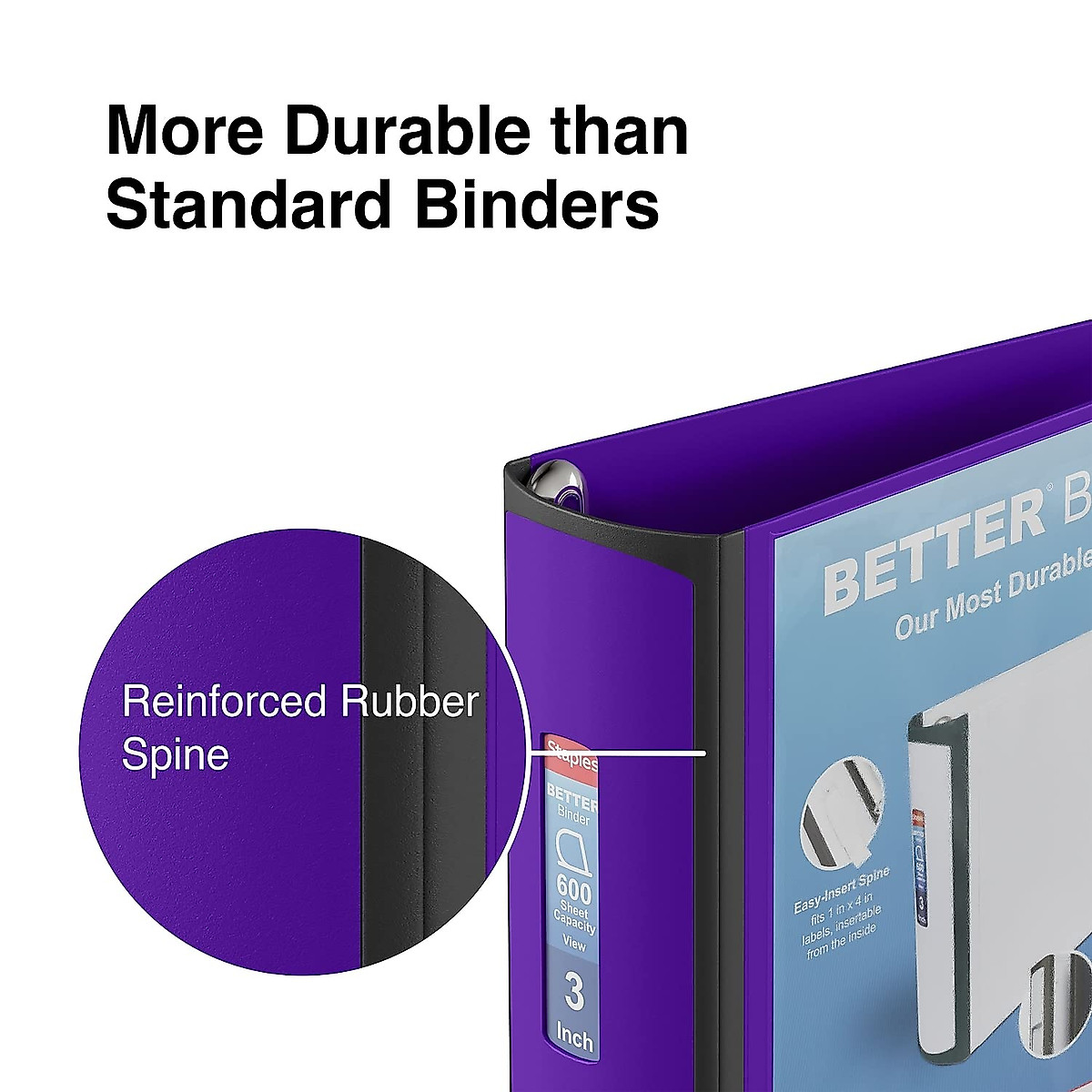 Staples 895621 Better 3-Inch Slant D 3-Ring View Binder Purple (20246)
