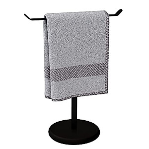 Bathroom Hand Towel Holder,Yelinkws T-Shape Hand Towel Rack, Hand Towel Stand with Wood Base,Freestanding Towel Racks for Bathroom,Kitchen