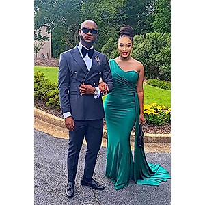 OYI Women's One Shoulder Satin Bridesmaid Dresses Plus Size for Women Long Champagne Formal Evening Gowns Champagne 20W,20 Plus