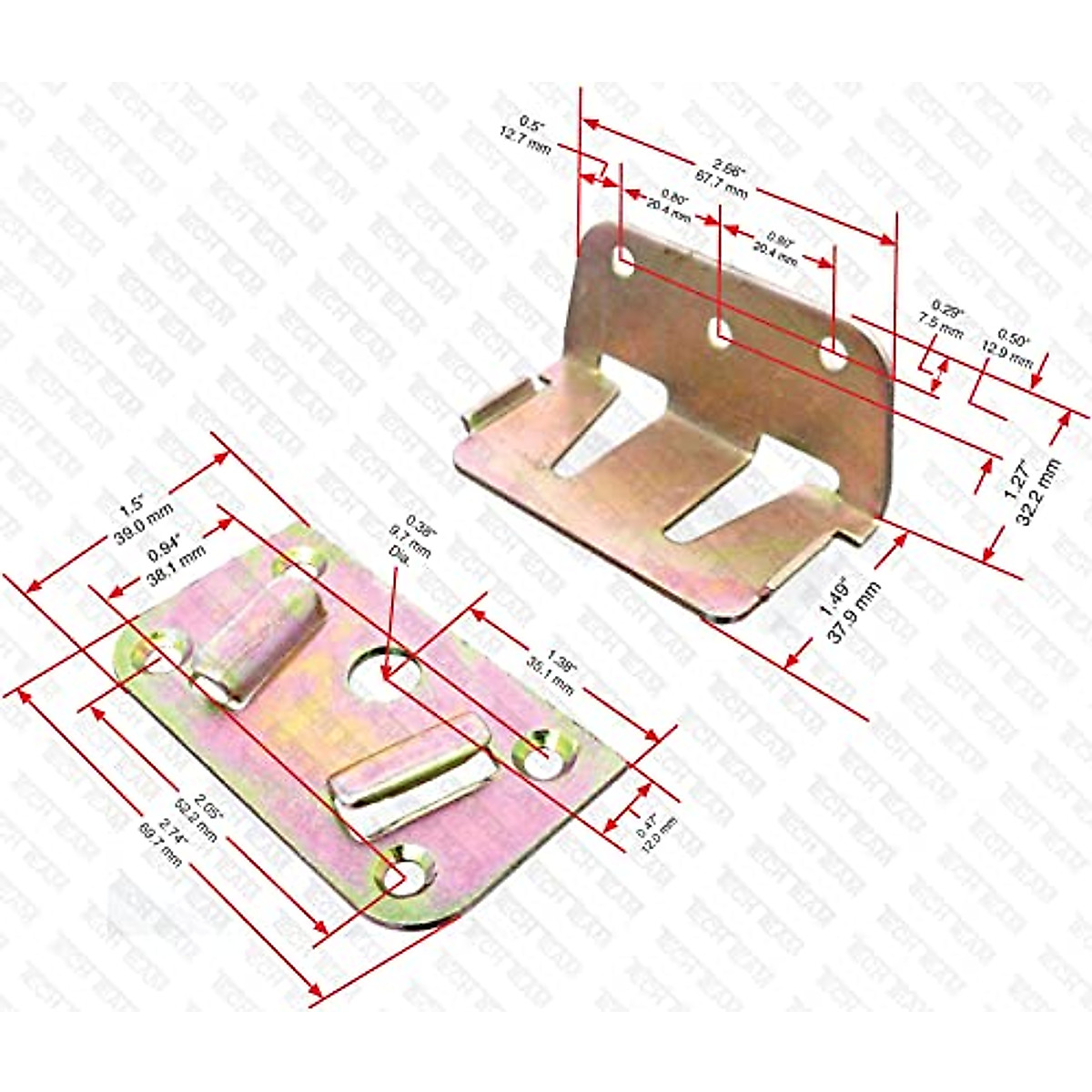 Tech Team Positive Lock Bed Slat, Interlocking Sectional Sofa, and Furniture Connector Kit, for Wood Bed Frames, 4 Sets, Hardware Included