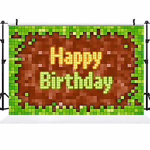 Ticuenicoa 5×3ft Pixel Backdrop for Birthday Party Game Theme Photography Background for Kids Boy Happy Birthday Video Gaming Battle Gamer Party Supplies Cake Table Decor Banner