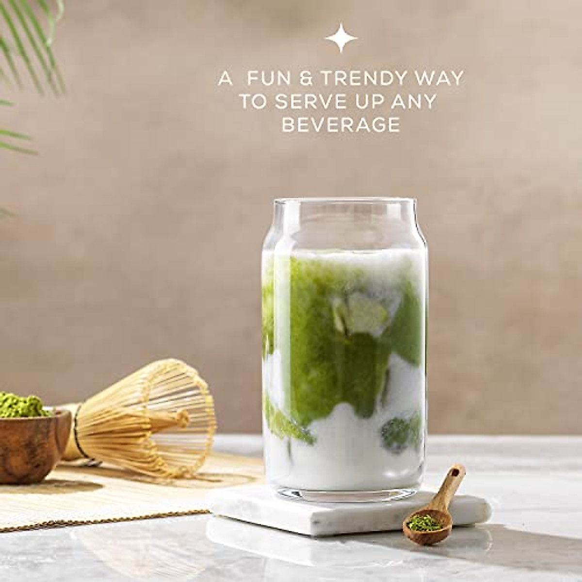 JoyJolt Drinking Glass Cups Set of 6-16oz Beer Can Glasses. Clear Soda Can Shaped Glass Cups, Cute Iced Coffee Cup Tumblers, Cold Drink Glassware, Unique Water, Tea, Cocktail Glass Set