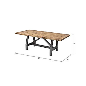 INK+IVY Lancaster Dining Solid, Metal Hardware Accent Amber Wood, Industrial Rustic Style Dinner Tables, 84" Wide,