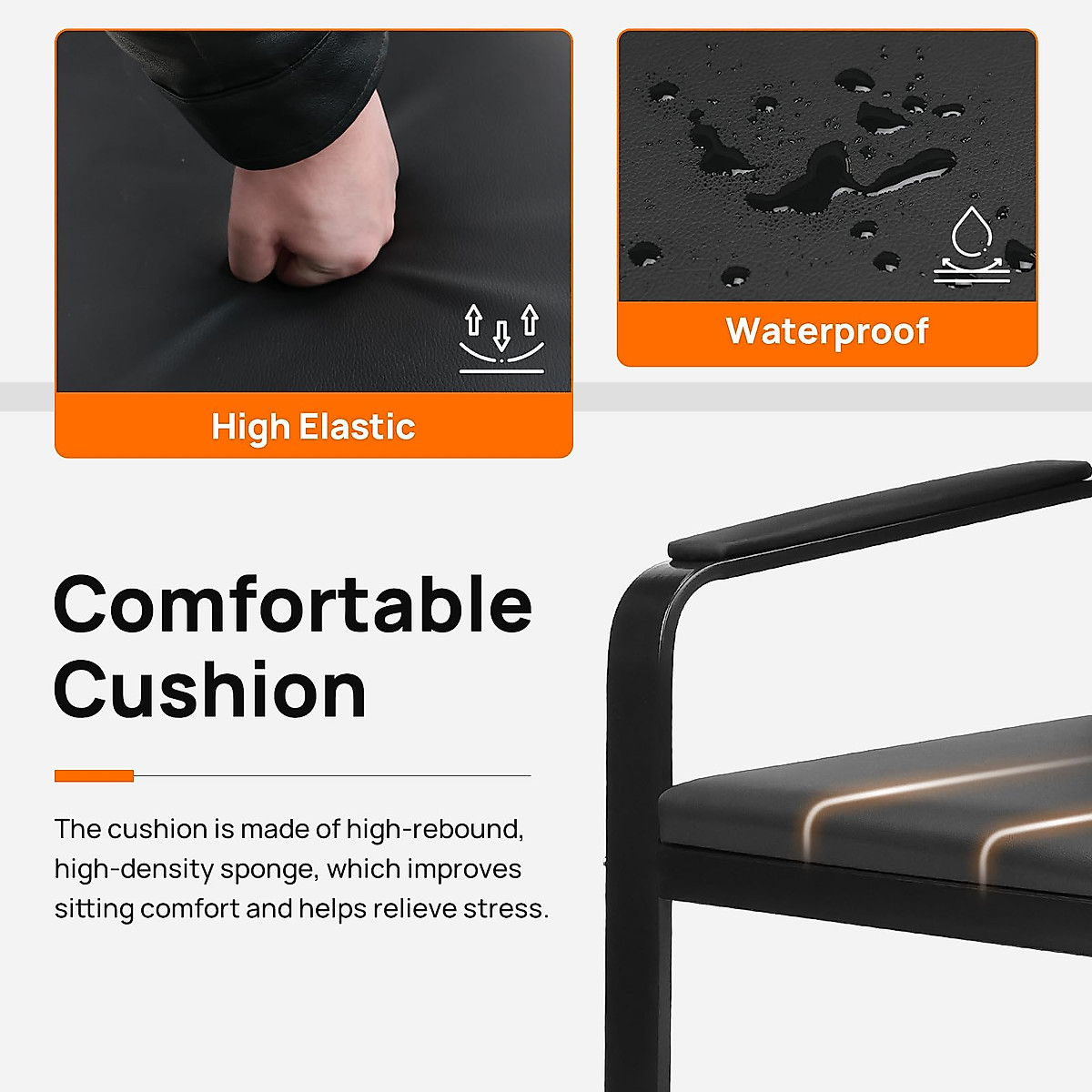 Bestmart PVC Leather 3PCS Office Reception Sofa Set Executive Side Waiting Room Visitor Guest Sofa,Dark Black