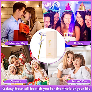 Befinr Rose Gifts for Women Birthday Gifts Colorful Rainbow Enchanted Crystal Flower Gifts for Wife Daughters Sister Friends