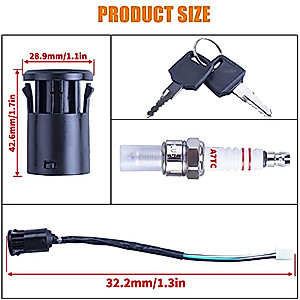 MWMNUN Ignition Key Switch 2pcs 4-Wire 4-pin and A7TC Spark Plug Replacement for Taotao Coolster Sunl 50cc 70cc 90cc 110cc 125cc Chinese ATV Dirt Bike Quad Go Kart Moped Scooter Parts