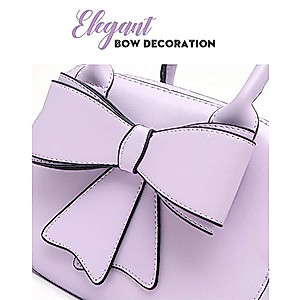Girls Bowknot Handbag Purse Cute Leather Mini Shoulder Bag for Women Top-handle Totes Satchel (Pink)