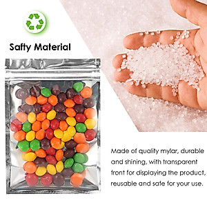 Resealable Mylar Bags | 100 Pcs 3 X 4 Inch | Smell Proof Ziplock Bag Heat Seal Cute Packaging Foil Food Sealable Small Front Clear Plastic Silver for Storage Candy Beef Jerky Jewerly Product