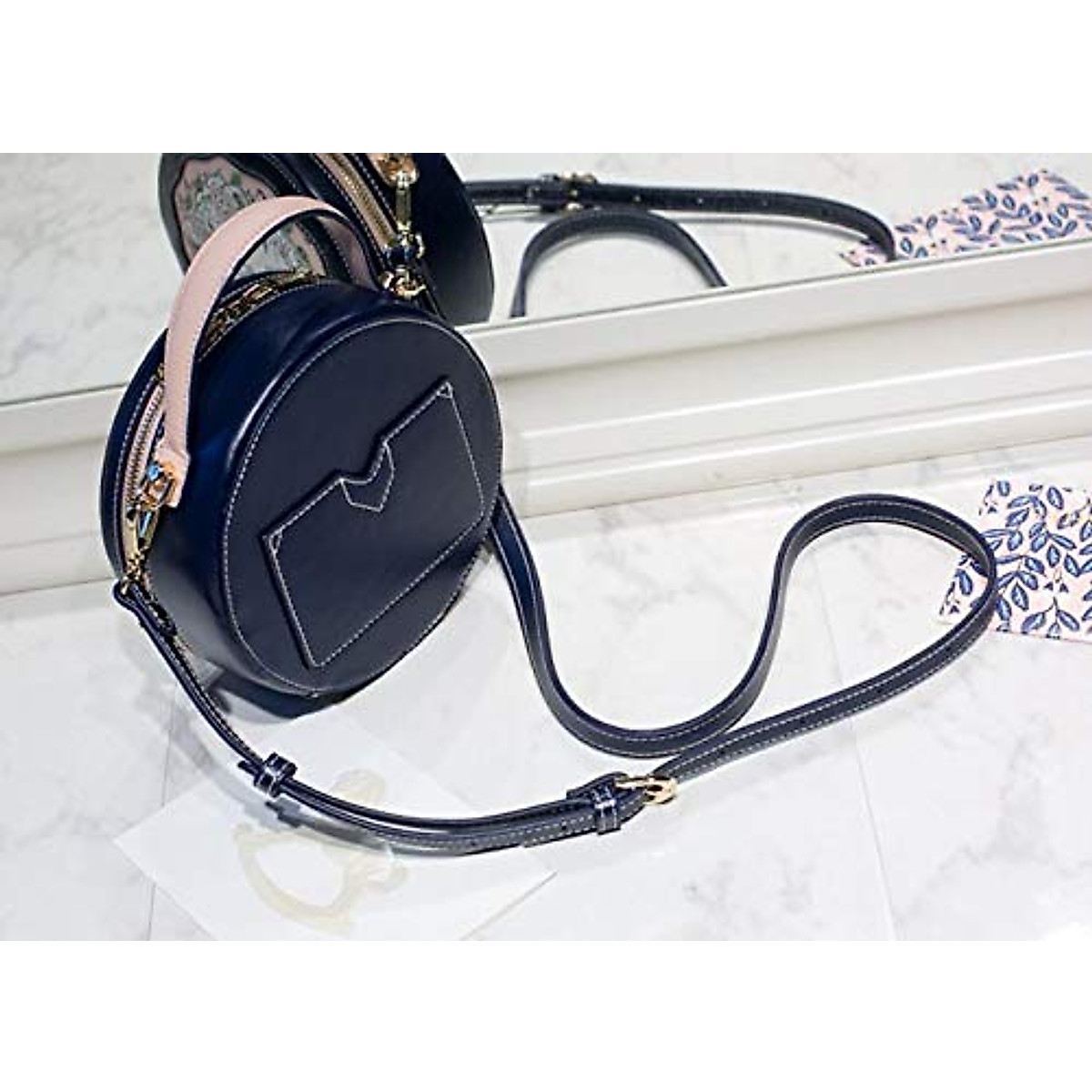 Nite closet Lolita Purses Crossbody for Women Small Handbag Cute Round Shoulder Bag (Navy)