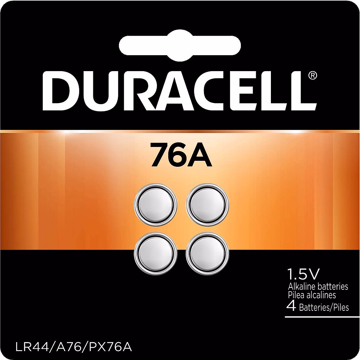 Duracell 76A LR44 Battery 1.5 Volt Alkaline 20 Pack (+50% More Power)