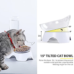 MILIFUN Double Dog Cat Bowls Pets Water and Food Bowl Set, Cat Bowls Food and Water with Automatic Waterer Bottle for Small or Medium Size Dogs Cats (White)
