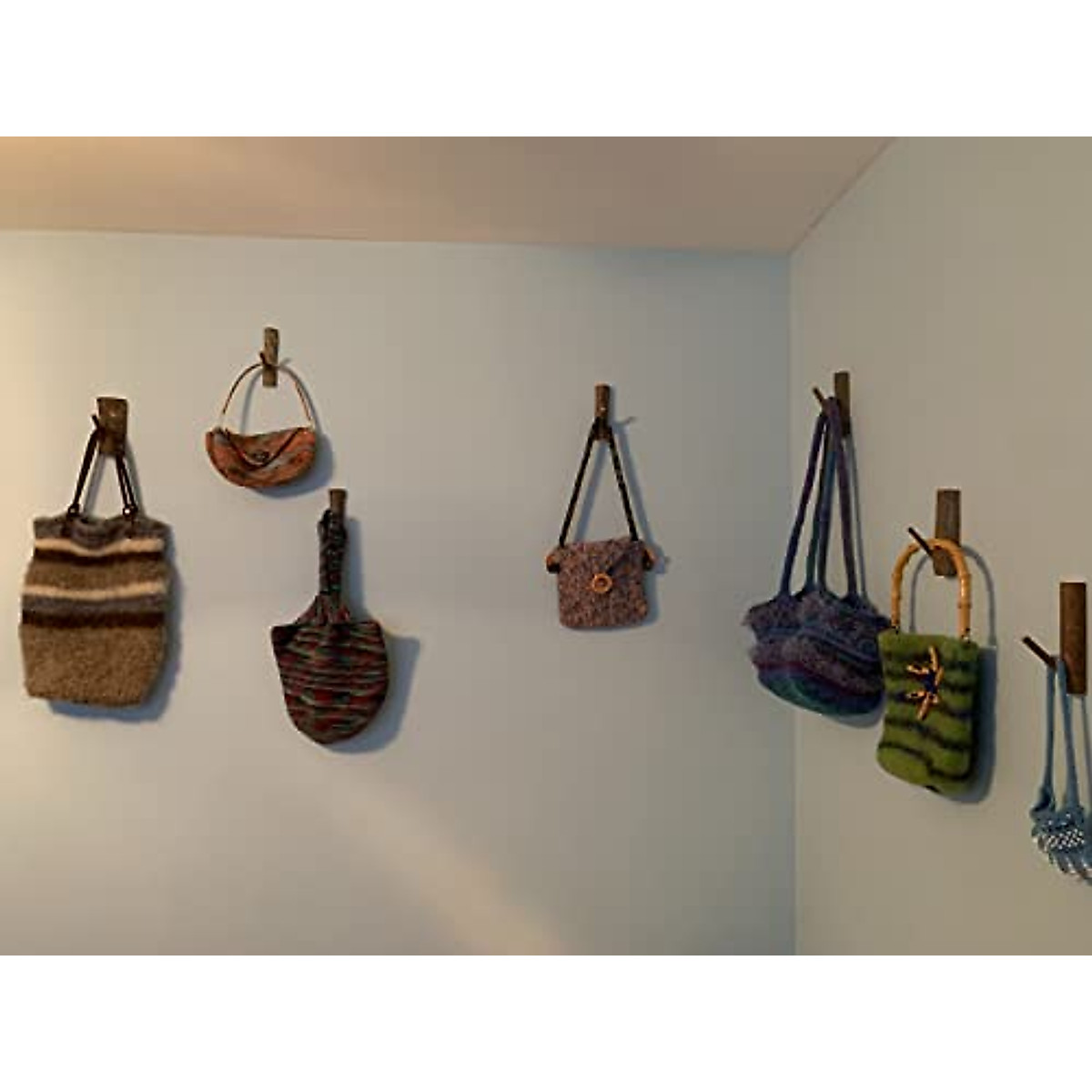 Pack of 4 Vintage Real Wood Tree Branch Wall Hook,Rustic Decorative Wood Adhesive Hooks. Key Holder, Coat Hook,Strong Suction Hooks.(Width 2cm-3cm)
