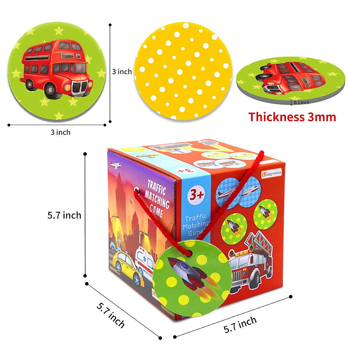 Memory Card Game-16 Pairs Transportation Theme Memory Matching Games for Kids 3 and Up,Memory Matching Game for Toddlers,Non Toxic Preschool Learning Activities