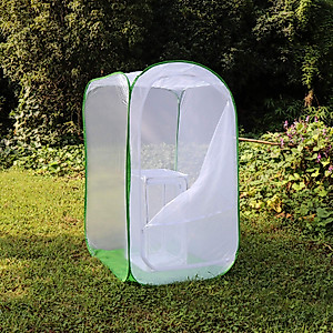 5 Feet Extra Large Monarch Butterfly Habitat, Giant Collapsible Insect Mesh Cage Terrarium Pop-up (White + Green, 35 x 35 x 59 Inches)