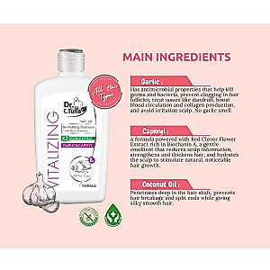 FARMASI Vitalizing Garlic Shampoo, 500 ml - Natural Treatment, Prevents Hair Loss, Stimulates Growth, Relieves Itchy Scalp with Capixyl